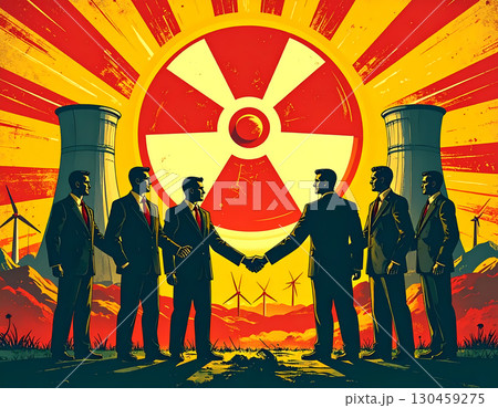 Powerful handshake agreement between men in...のイラスト素材 [130459275] - PIXTA