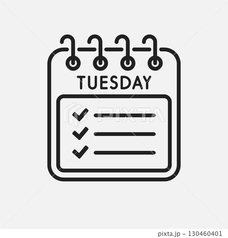 Page calendar day Tuesday, to-do list, checklistのイラスト素材 [130460401] - PIXTA