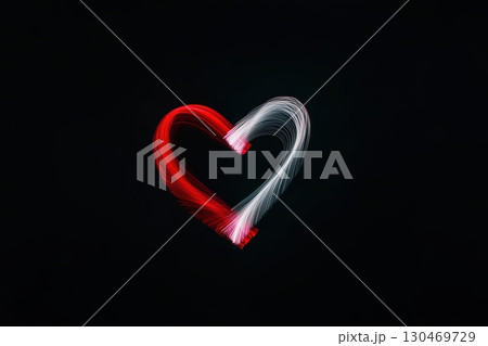 Colorful heart shape created with light trails...のイラスト素材 [130469729 ...