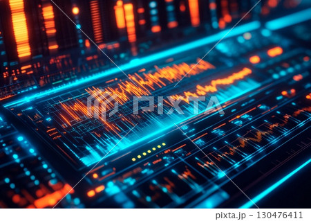 AI music composition interface with illuminated...のイラスト素材 [130476411 ...