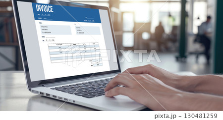 Invoice on computer screen from accounting...のイラスト素材 [130481259] - PIXTA