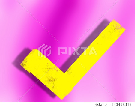 Bright Yellow Check mark Icon with shadow on...のイラスト素材 [130498313] - PIXTA