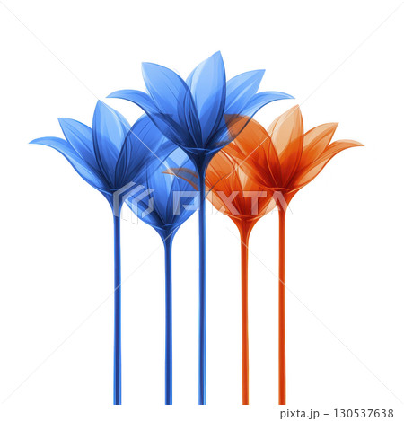 A Three stylized, translucent flowers with long...のイラスト素材 [130537638 ...