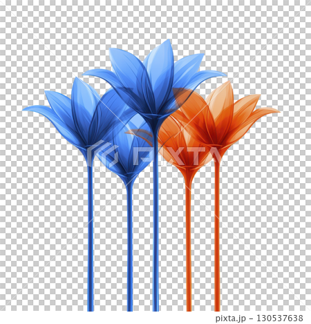 A Three stylized, translucent flowers with long...のイラスト素材 [130537638 ...