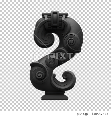An ornate, black, decorative number two with...のイラスト素材 [130537673] - PIXTA