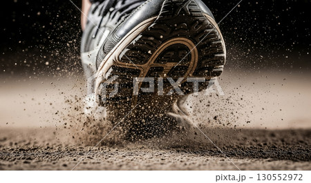 Athlete Footstep Hitting Ground with Dust...のイラスト素材 [130552972] - PIXTA
