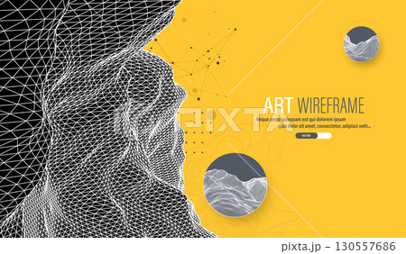 Abstract wireframe art with digital mesh and...のイラスト素材 [130557686] - PIXTA