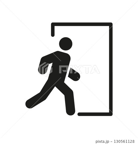 Exit Sign With Running Figure Solid Icon....のイラスト素材 [130561128] - PIXTA