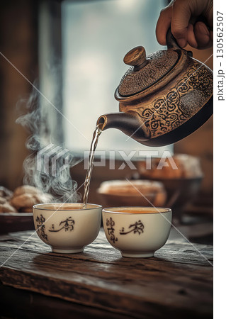 table cups characters appearance grain patterns...のイラスト素材 [130562507 ...