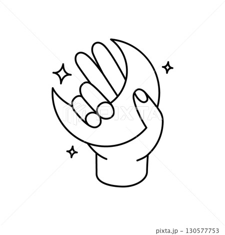Hand holding a moon. Mystical, esoteric, magic...のイラスト素材 [130577753 ...