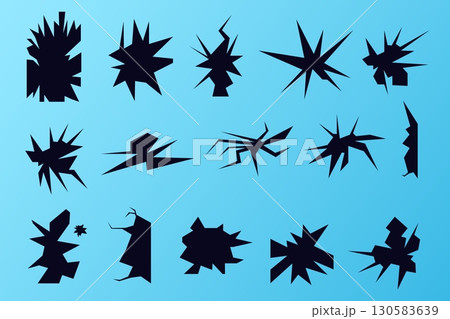 Broken glass cracks. Shatter window cartoon...のイラスト素材 [130583639] - PIXTA