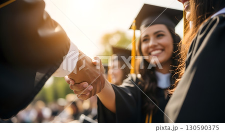 Diverse group of smiling graduates shaking...のイラスト素材 [130590375] - PIXTA
