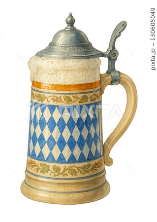 Ornate frothy Bavarian beer stein with pewter...のイラスト素材 [130605049] - PIXTA