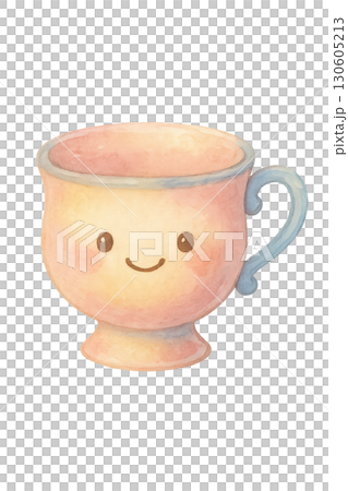 Charming whimsical smiling teacup character PNG...のイラスト素材 [130605213 ...