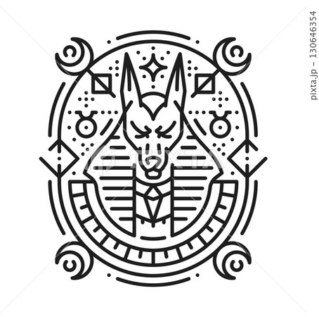 Egyptian Anubis God dog esoteric line tattoo....のイラスト素材 [130646354] - PIXTA
