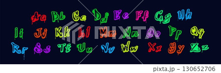 Graffiti uppercase and lowercase letters of...のイラスト素材 [130652706] - PIXTA