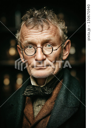 Portrait of a distinguished man in vintage...のイラスト素材 [130670940] - PIXTA