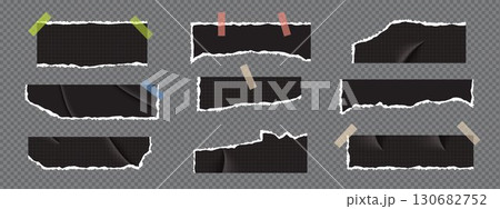 Black torn notebook paper with rough edges and...のイラスト素材 [130682752 ...