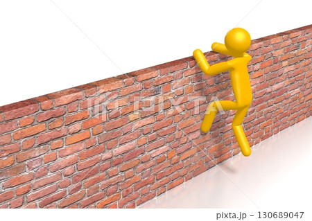 Cartoon character jumps over the wall -...のイラスト素材 [130689047] - PIXTA