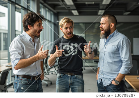 Three men arguing in an office.のイラスト素材 [130709287] - PIXTA