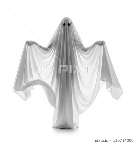 Floating White Sheet Ghost Figure on White...のイラスト素材 [130714000] - PIXTA