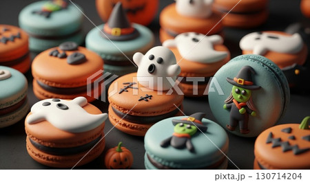 Assorted Halloween Macarons with Ghost and...のイラスト素材 [130714204] - PIXTA