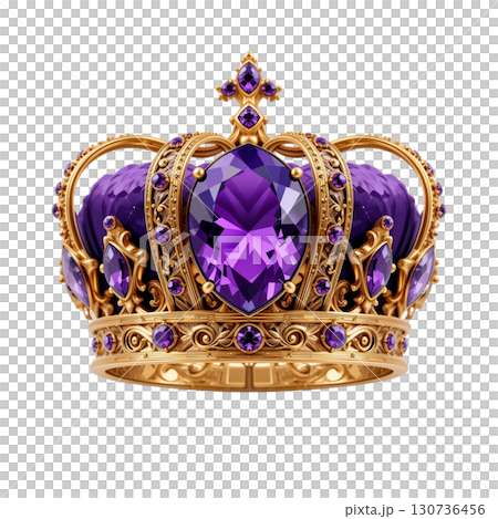 majestic crown adorned with amethyst gemstones,...のイラスト素材 [130736456 ...