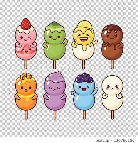 Dango Japan food set. Cartoon illustrationのイラスト素材 [130766180] - PIXTA