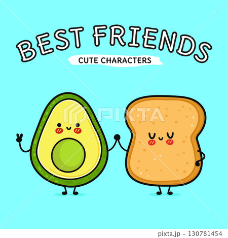 Best friends avocado and toast characters...のイラスト素材 [130781454] - PIXTA