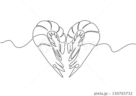 Single continuous line drawing 2 shrimps...のイラスト素材 [130783732] - PIXTA
