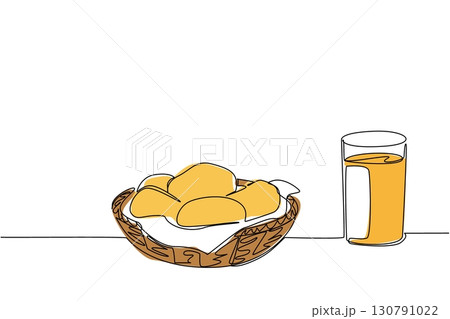 Single continuous line drawing buttermilk...のイラスト素材 [130791022] - PIXTA