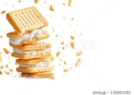 Close up View of Stacked Cream Filled Cookies...のイラスト素材 [130801585] - PIXTA