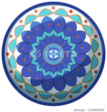 Blue Geometric Mandala with Middle Eastern Motifのイラスト素材 [130869919] - PIXTA