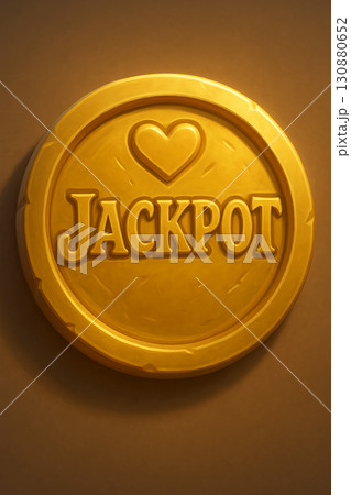 Golden jackpot coin with heart symbol...のイラスト素材 [130880652] - PIXTA