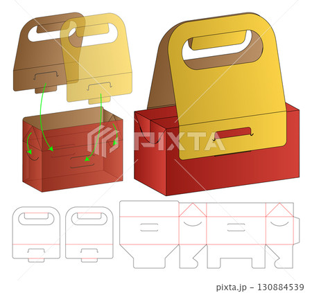 Printable Handle Box Template with Die-Cut and...のイラスト素材 [130884539 ...