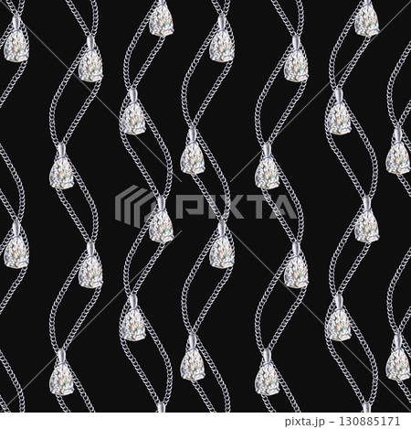 Seamless pattern with gracefully curved chains...のイラスト素材 [130885171 ...