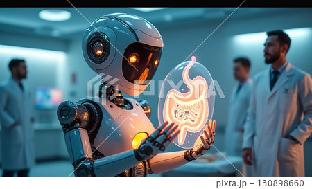 Robot explores digestive system model in...のイラスト素材 [130898660] - PIXTA