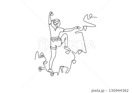 Single continuous line drawing back view of...のイラスト素材 [130944362] - PIXTA