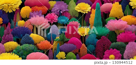 Colorful Abstract Garden Pattern with Vibrant...のイラスト素材 [130944512] - PIXTA