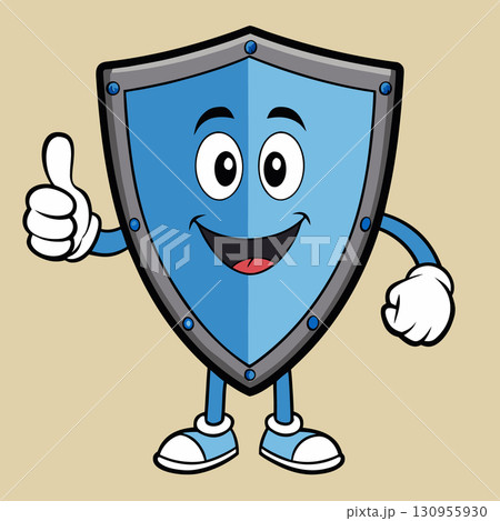Friendly shield mascot giving thumbs up....のイラスト素材 [130955930] - PIXTA