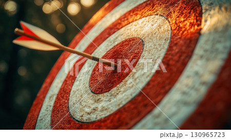 Bullseye success concept with arrow in target...のイラスト素材 [130965723] - PIXTA