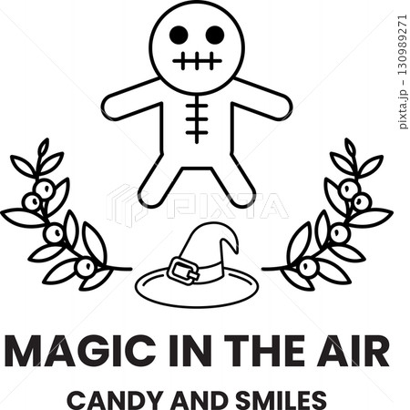 A white and black image of a gingerbread man...のイラスト素材 [130989271] - PIXTA