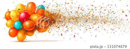 Colorful Balloons Burst with Confetti and...のイラスト素材 [131074879] - PIXTA