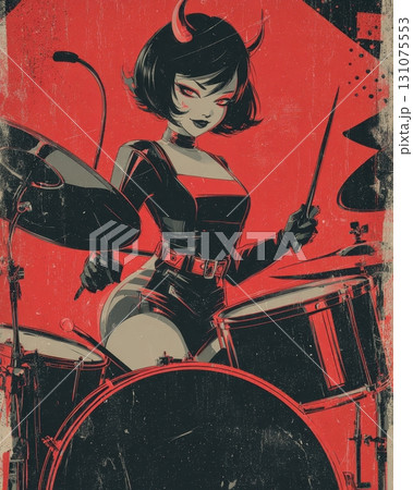 A striking gothic anime-style devil girl with...のイラスト素材 [131075553] - PIXTA