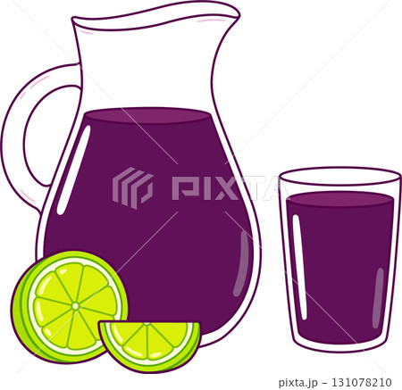 Chicha morada pitcher and glass cartoon drawingのイラスト素材 [131078210] - PIXTA