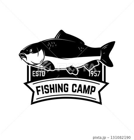 Carp fishing. Emblem template with carp fish....のイラスト素材 [131082190] - PIXTA