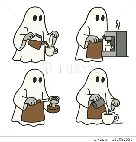 Ghost barista making coffee, using coffee...のイラスト素材 [131085559] - PIXTA