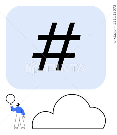 Large black metadata tag symbol in a blue...のイラスト素材 [131112072] - PIXTA