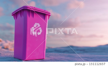 Pink plastic waste garbage container for a...のイラスト素材 [131112837] - PIXTA