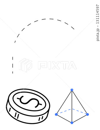 Coin falling trajectory towards base of...のイラスト素材 [131114597] - PIXTA